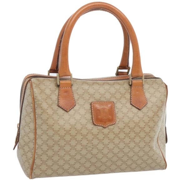 Celine | Bags | Celine Macadam Canvas Boston Bag Beige Auth Bs226 ...